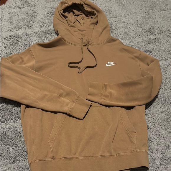 Nike | Shirts | Nike Tan Sweatshirt With Swoosh Logo | Poshmark